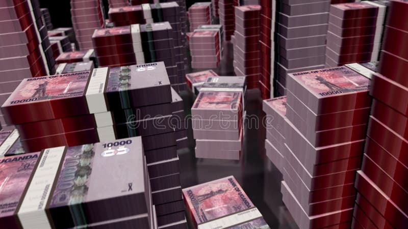 Ugandan Shilling Bursting Out of Red Gift Box. Stack of Banknotes ...