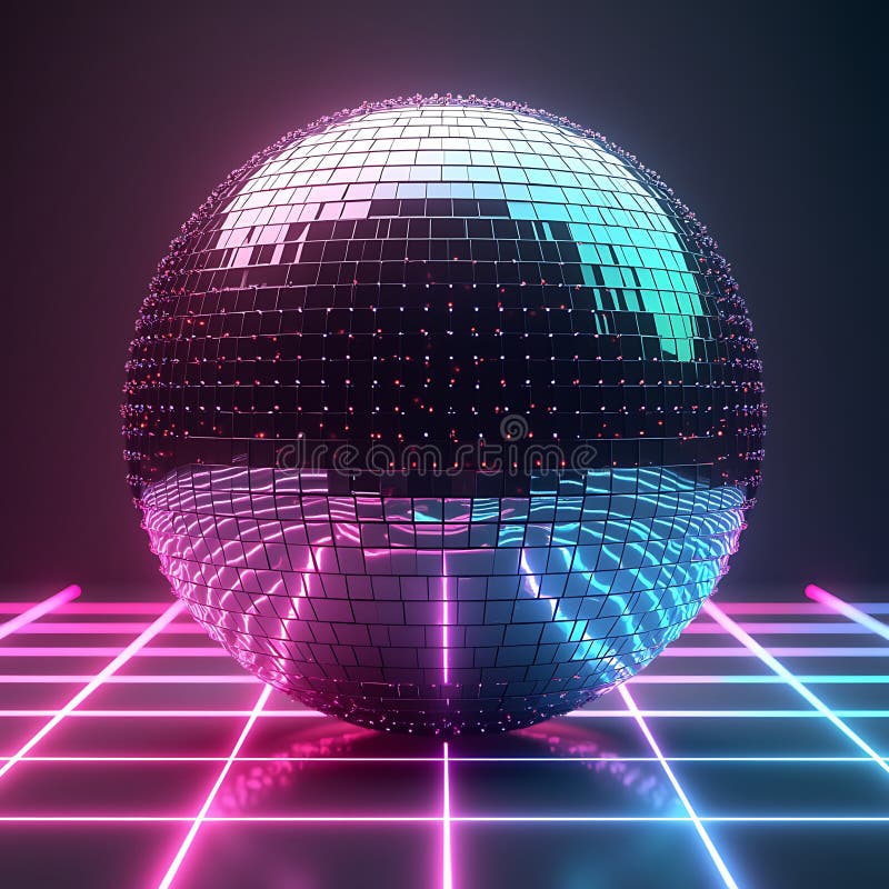 3D Floating Disco Ball with Reflective Surface Stock Illustration ...
