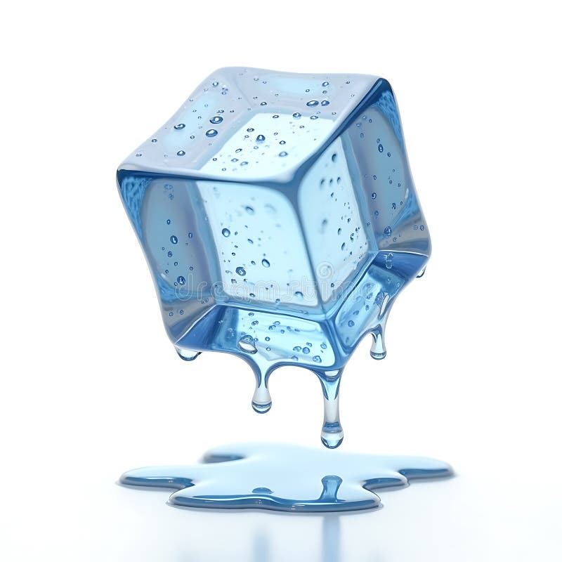 3D Floating Ice Cube with Melting Effect Stock Illustration ...