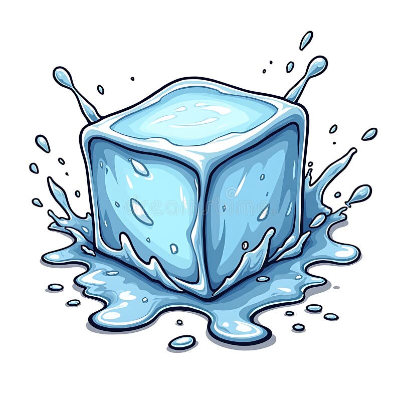 3D Floating Ice Cube with Melting Effect Stock Illustration ...