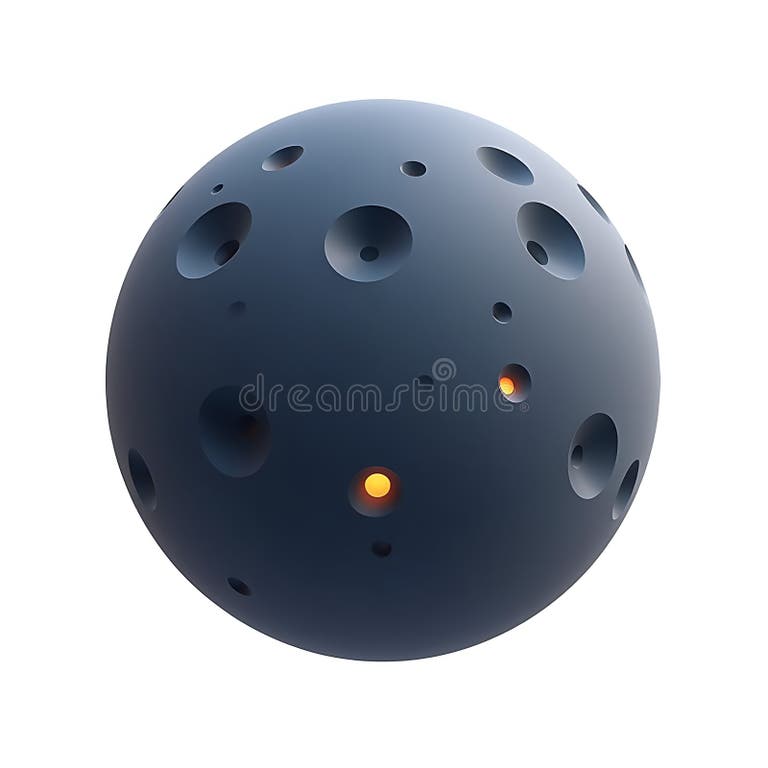 3D Floating Moon with Glowing Craters Stock Illustration - Illustration ...