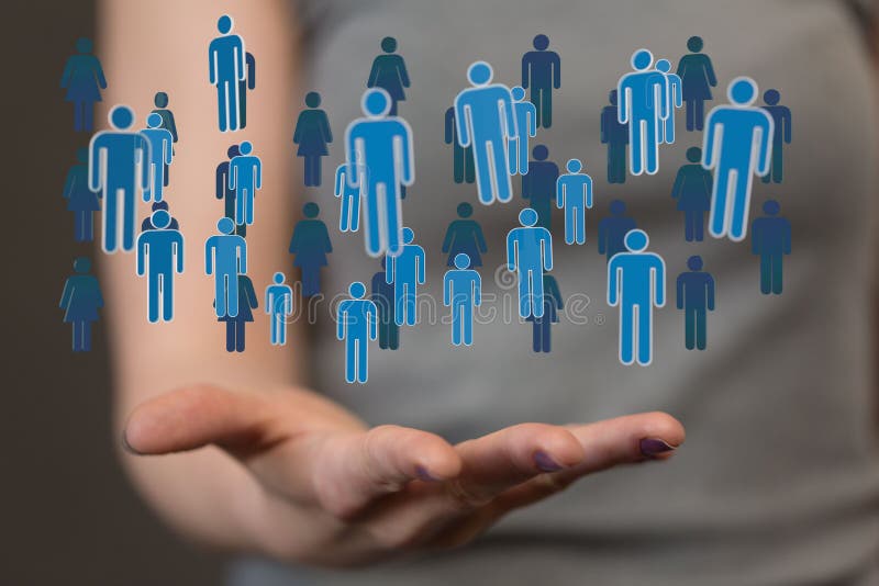 Floating People Icons Over a Hand - a Concept of Networking, HR ... Floating People Icons Over a Hand - a Concept of Networking, HR ...