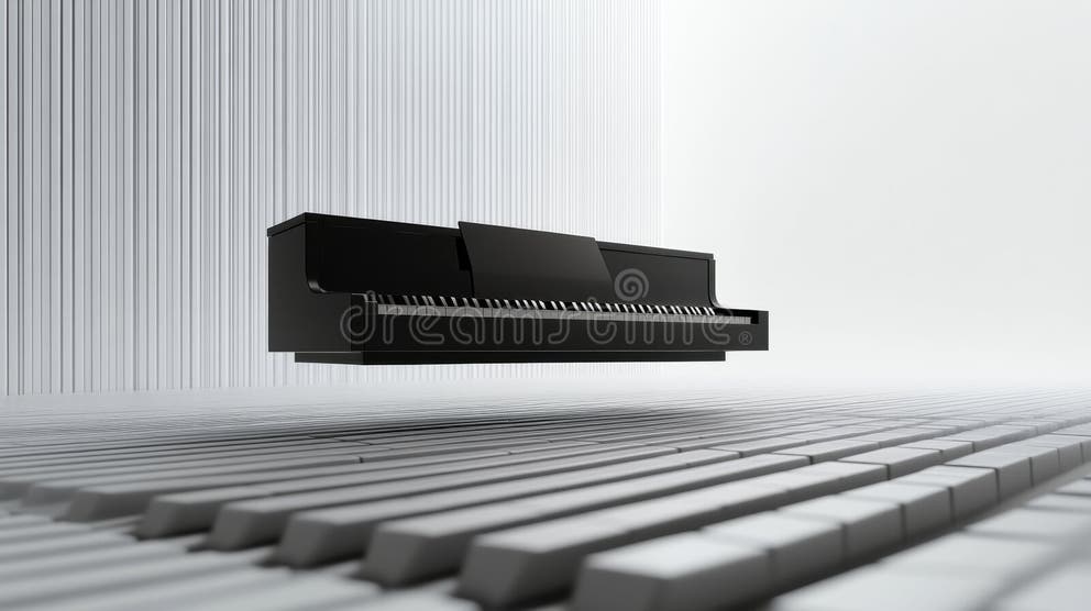3D Floating Piano Keys in Digital Space with Abstract Background Stock ...