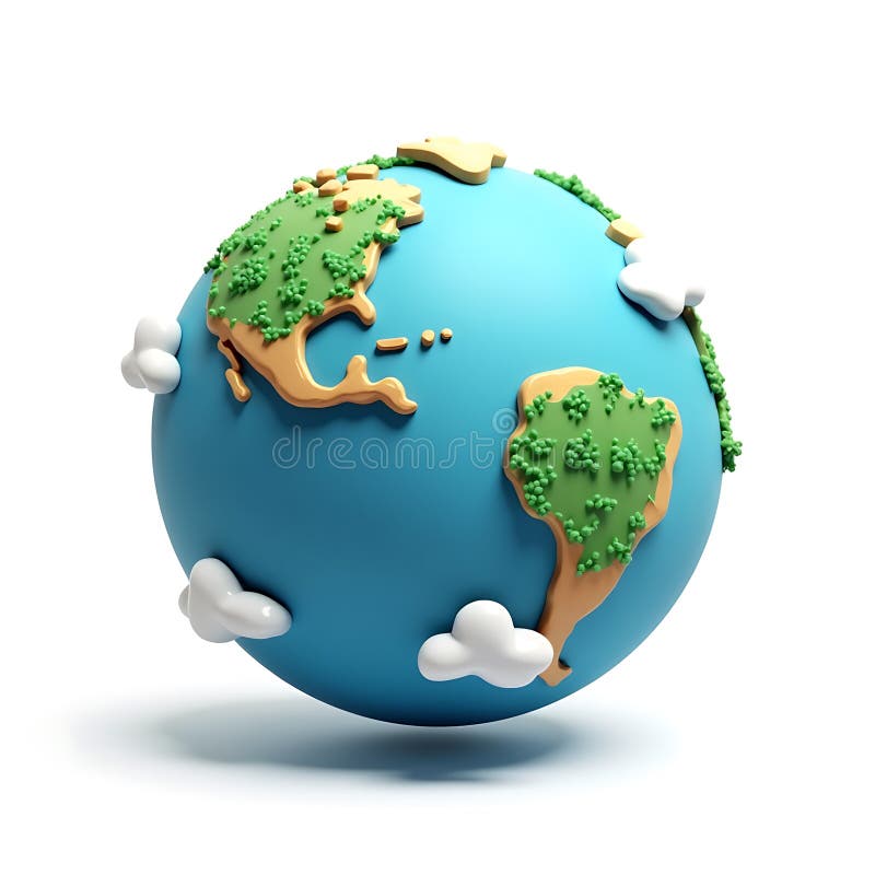 3D Floating Planet Earth Isolated on a White Background Stock ...