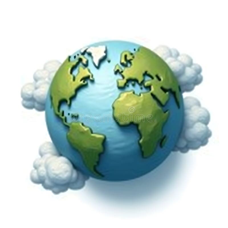 3D Floating Planet Earth with Realistic Texture Stock Illustration ...