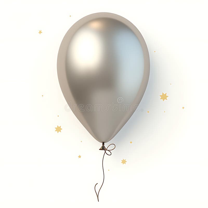 3D Floating Silver Balloon with Glossy Texture Stock Illustration ...