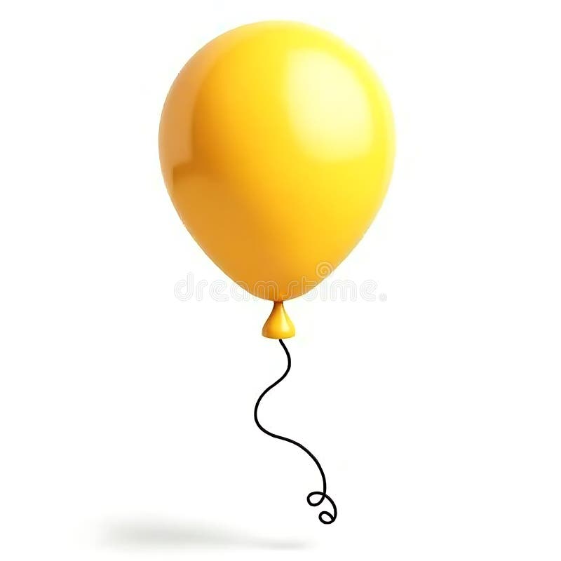 3D Floating Yellow Balloon with Realistic Shadow Stock Illustration ...
