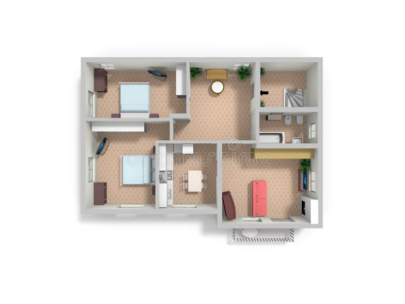 3d Floor Plan . Floor Plan. Color Floor Plans 3d Stock Illustration ...