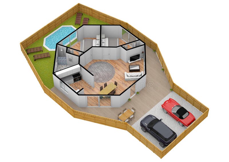 Floor Plan Top View. 3d Floor Plan. Stock Illustration - Illustration ...