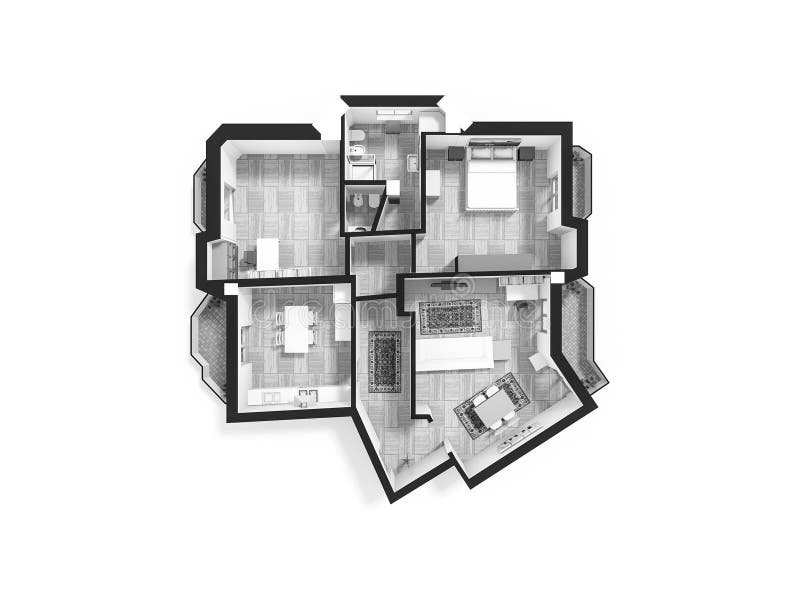 Floorplan 3d . Floor Plan. Color Floor Plans 3d Stock Illustration ...