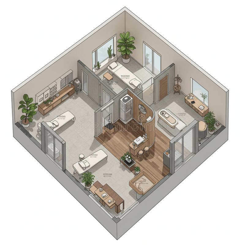 3D Floor Plan of a Modern Apartment Featuring Multiple Rooms. the Space ...