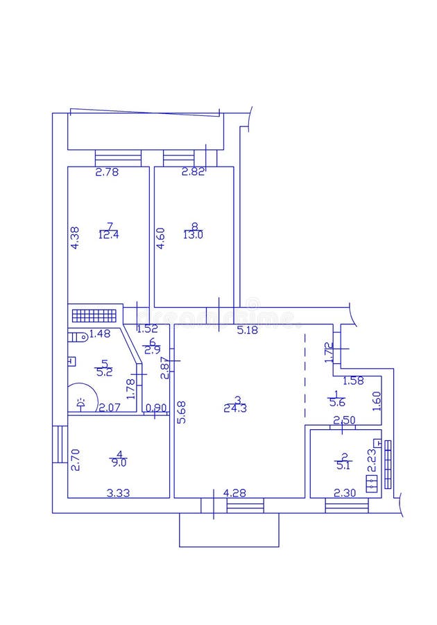 Floorplan Illustration. Floor Plan. Autocad Stock Illustration ...