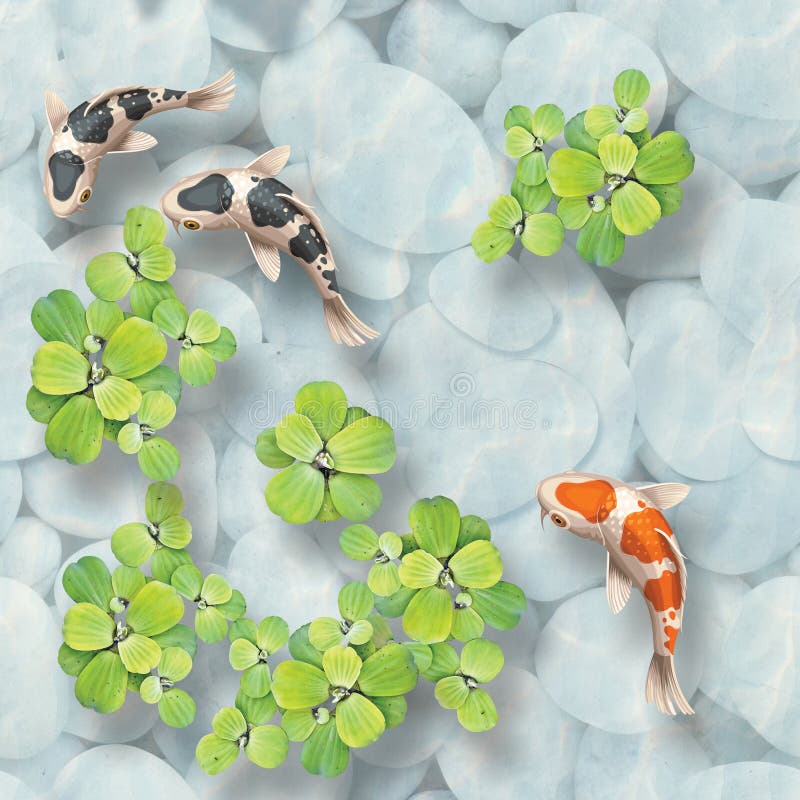3D Floor Tiles Design, Koi Fish, Goldfish Pet Beautiful and Autumn ...