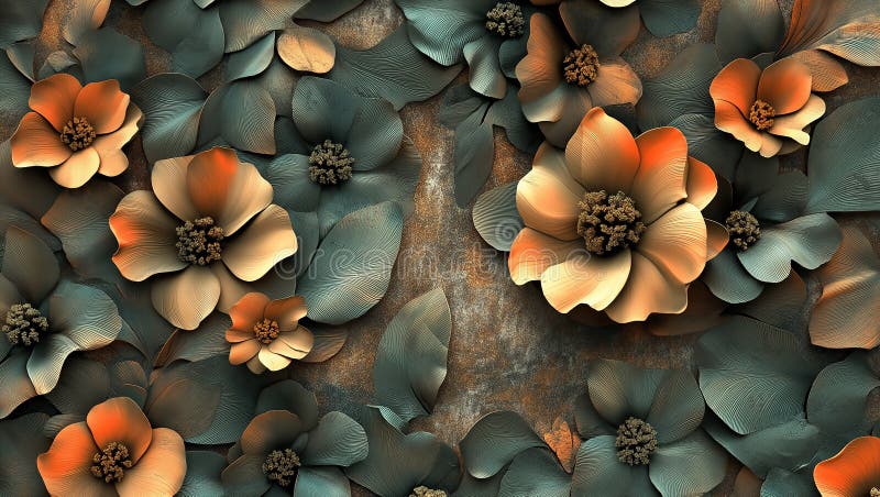 3D Floral Tile Background, Colorful, Seamless Stock Illustration ...