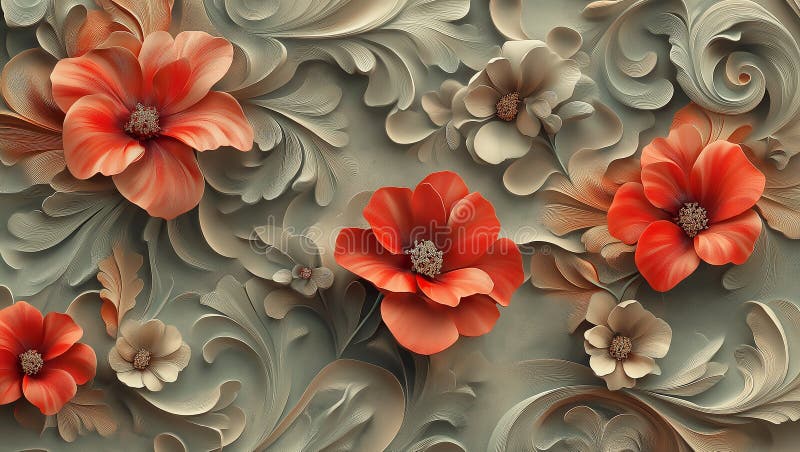 3D Floral Tile Background, Colorful, Seamless Stock Illustration ...