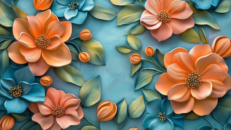 3D Floral Tile Background, Colorful, Seamless Stock Illustration ...