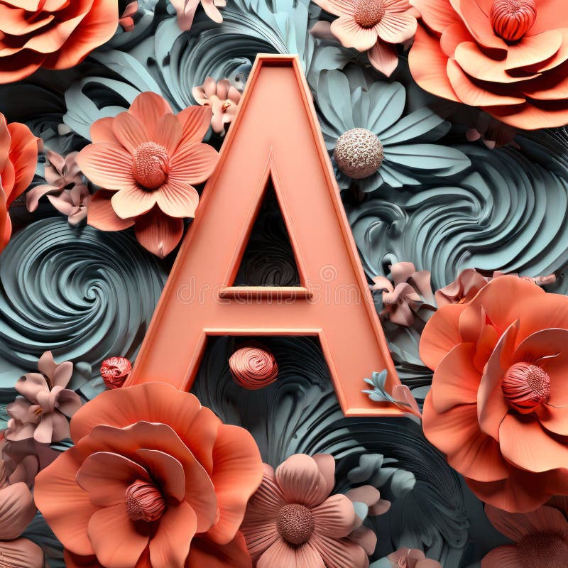D Floral Typography Dynamic and Three Dimensional Typography E Stock ...