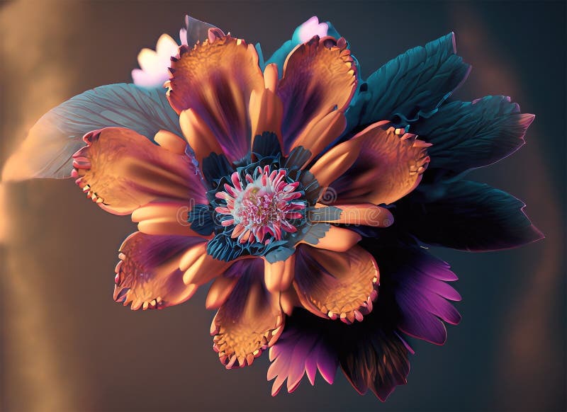 3d Flower Boho Render. Close Up View Stock Illustration - Illustration ...