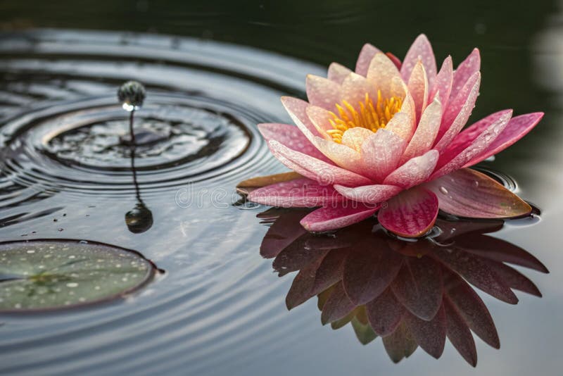 3D Flower and Circle Background with Water Reflection Stock ...