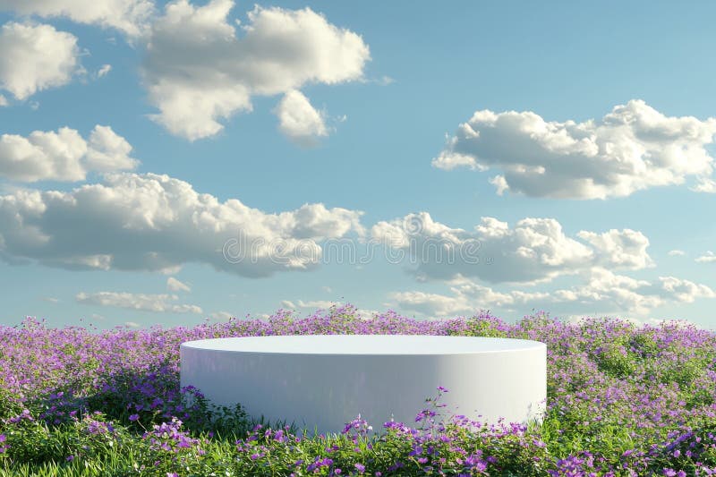 3D Flower Field Grassland Landscape Outdoors. Stock Photo - Image of ...