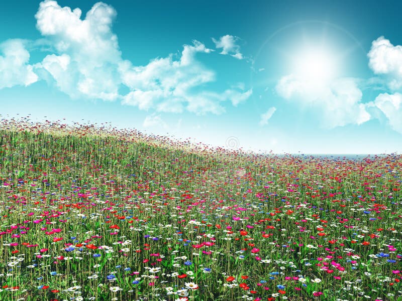 3D Flower landscape stock illustration. Illustration of grassy - 58928971