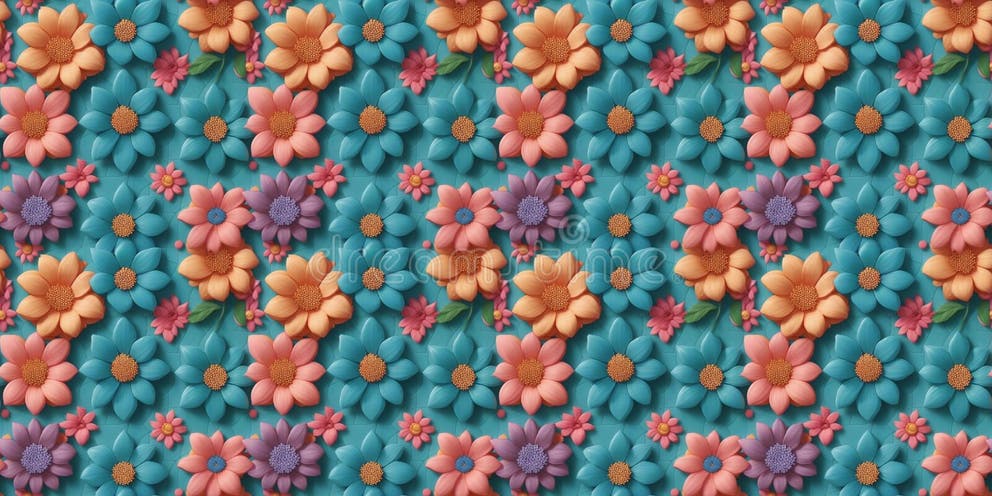 3d Flower Medley3D Flower Seamless Pattern Repeated Tile ...