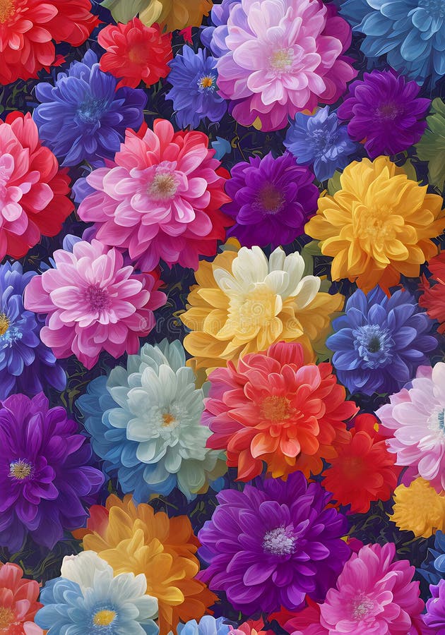 3D Flower Pattern on Stem Neutral Colors. Stock Illustration ...