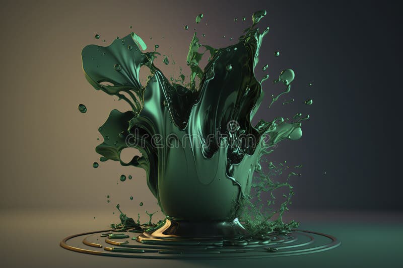 3d Fluid Brush Strokes. Explosion of Green Paint Drips Stock ...