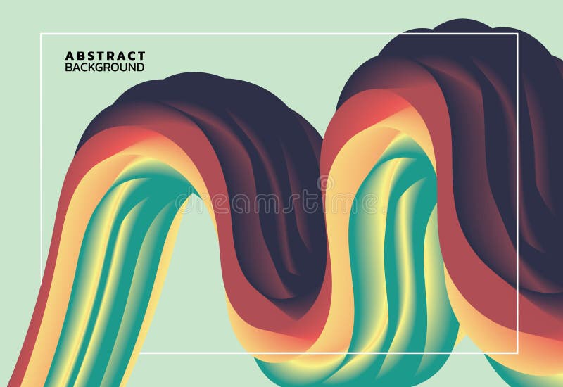 3d Fluid Gradient Abstract. Striped Wave Background with White Frame ...