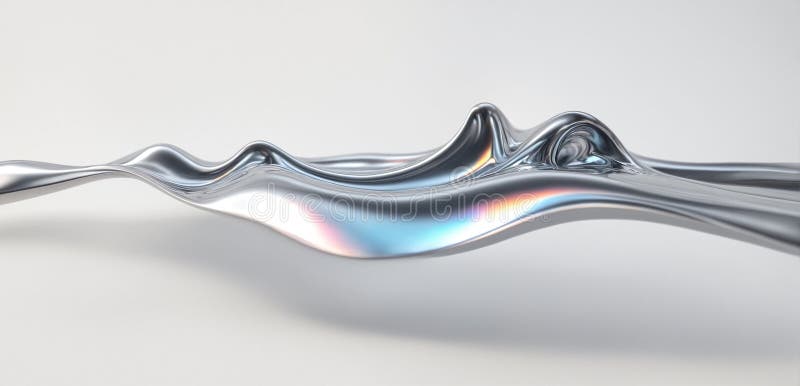 3d Fluid Twisted Abstract Metallic Shape or Melted Chrome Liquid Metal ...