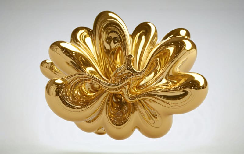 3d Fluid Twisted Abstract Metallic Shape or Melted Chrome Liquid Metal ...