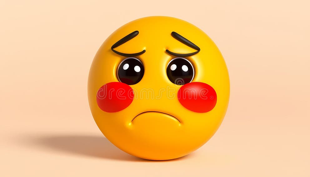 3D Flushed Face Emoji stock illustration. Illustration of anxious ...
