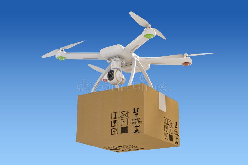 3d Flying Drone with Video Camera and Package Stock Illustration ...