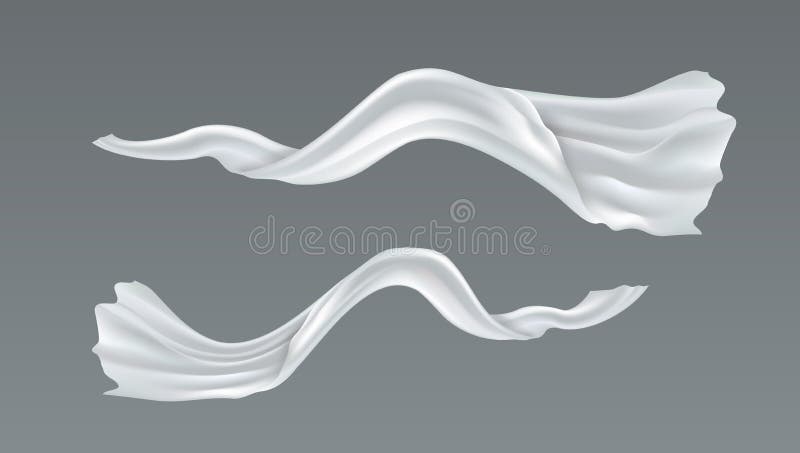 3D Flying in Wind White Fabric Silk Scarf Stock Vector - Illustration ...
