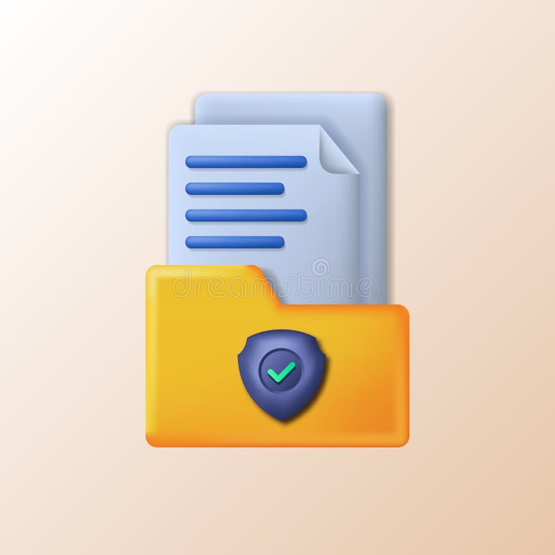 3d Folder Document Paper Cute Icon Illustration Concept for Digital ...