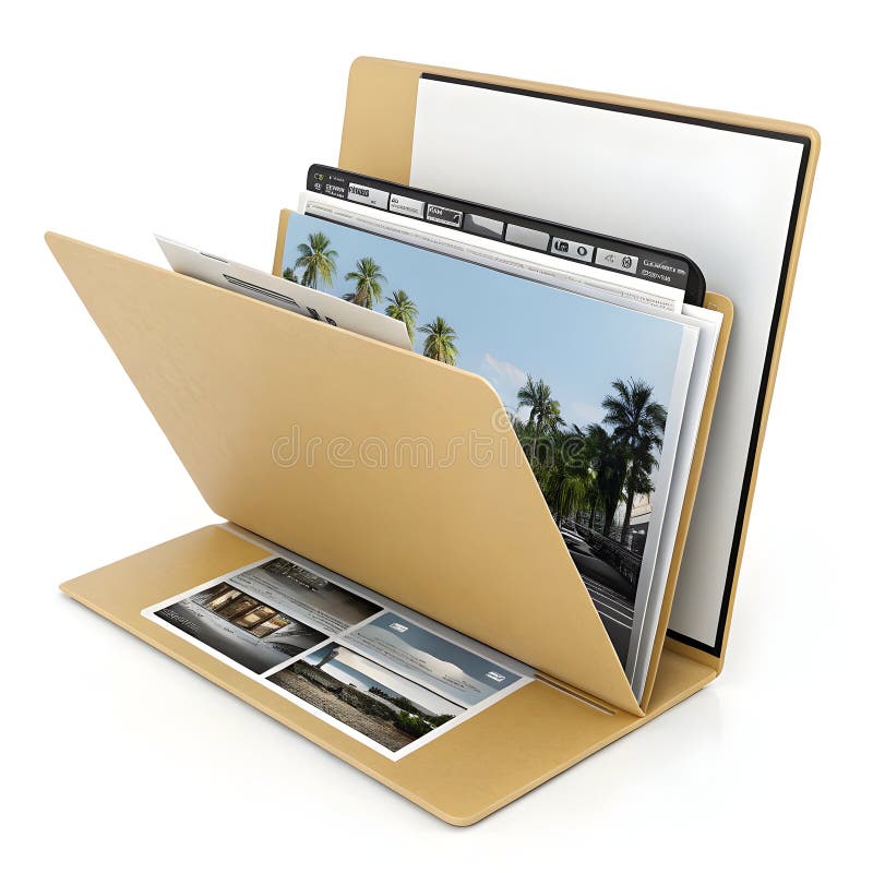 3D Folder Editing Isolated on White Background Stock Illustration ...