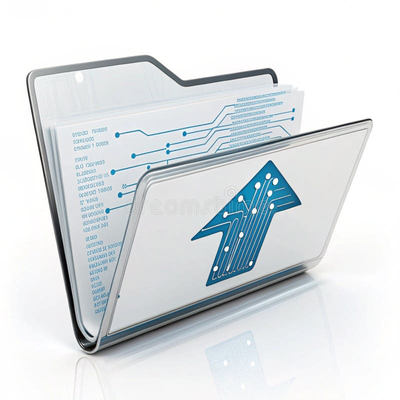 3D Folder Upload Isolated on Transparent Background Stock Illustration ...