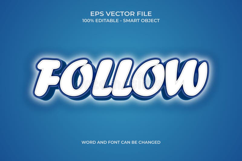 3d Follow Editable Text Effect with Blue Gradient Stock Vector ...