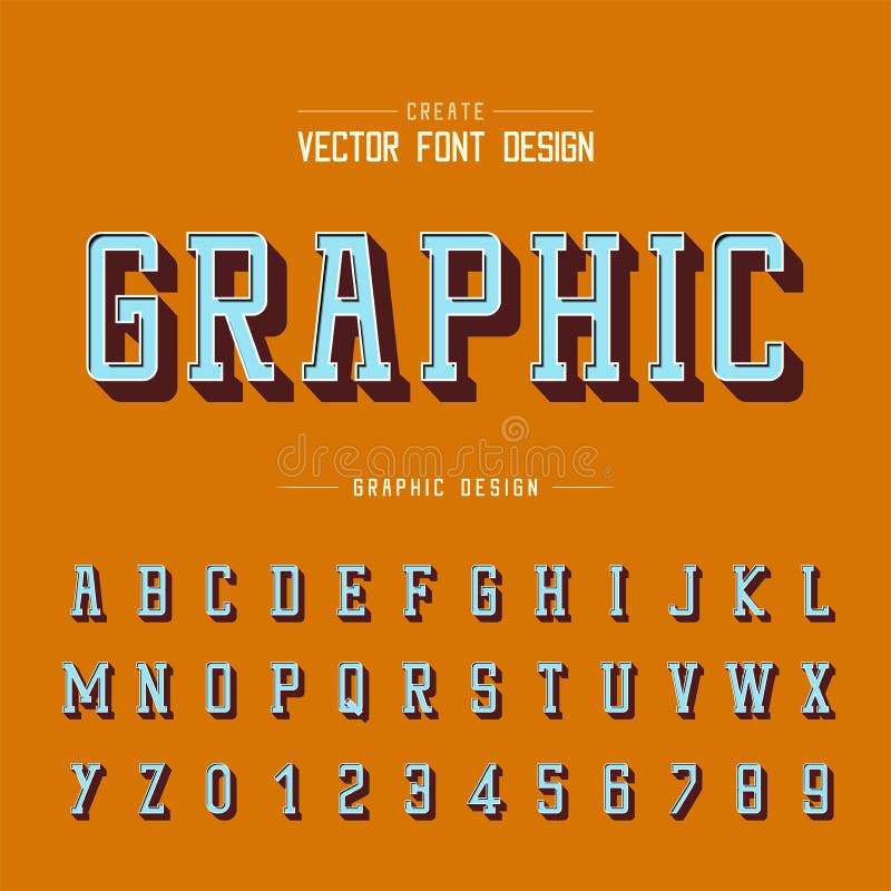 3D Font and Alphabet Vector, Shadow Typeface and Number Design, Graphic ...