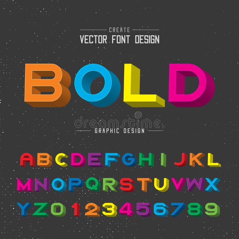 3D Font Color and Alphabet Vector, Writing Typeface Letter Design ...