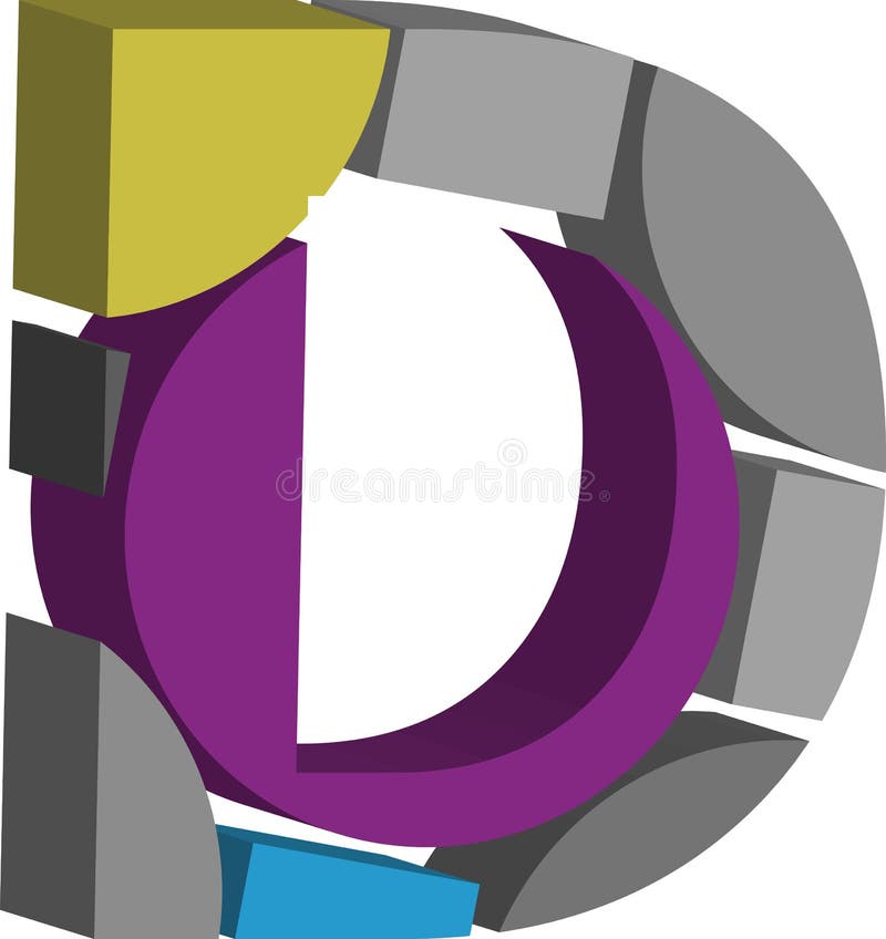 3d font letter D stock vector. Illustration of lettering - 124111666