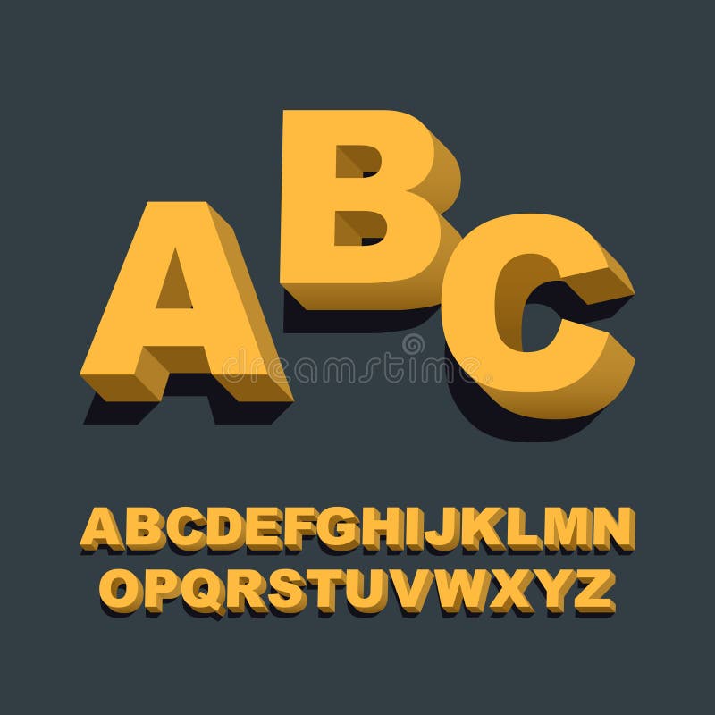 3d Font. Three-dimensional Alphabet Letters. Vector Illustration. Stock ...
