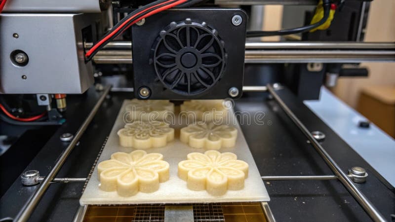 3d Food Printer Creating Flower Shaped Biscuits in Modern Kitchen Stock ...
