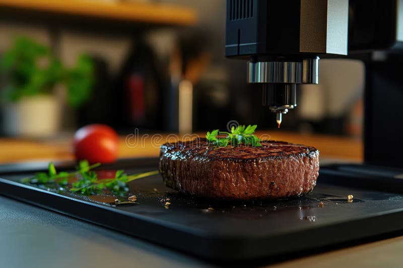 A 3D Food Printer Intricately Forms a Plant-based Steak, Showcasing ...