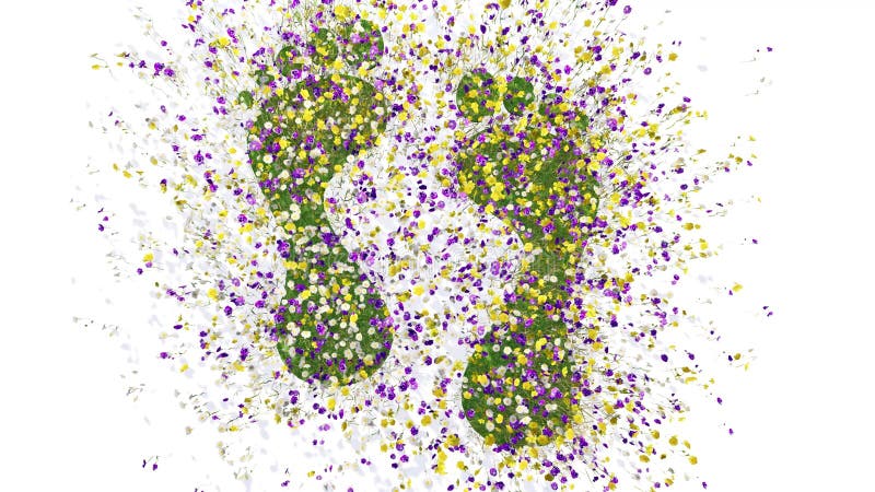3D Foot Step Grass Grow Flowers 3d Stock Illustration - Illustration of ...