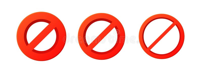 3d Forbidden Prohibit Sign. Red Ban Restriction Circle Stock Vector ...