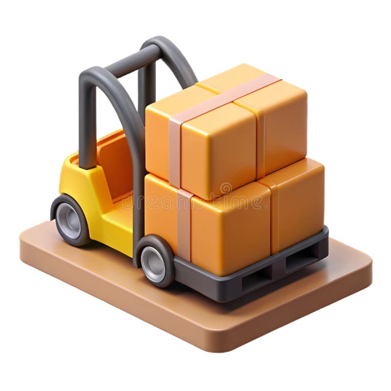 3D Forklift with Pallet on White Background Stock Illustration ...