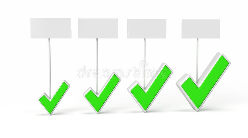 3D Four Check Icon with Board Stock Illustration - Illustration of ...