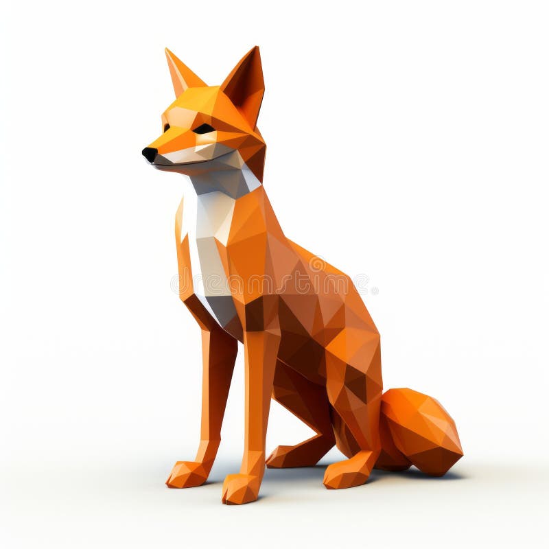 3d Fox in Polygonal Style on White Background Stock Illustration ...