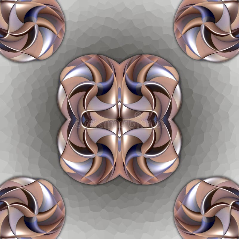 3d Fractal Metallic Surface Objects Stock Illustration - Illustration ...